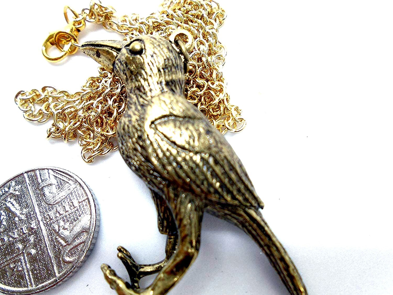 Gothic Jewellery Half Bronze Raven Bird & Half Skeleton With 33 Gold ...