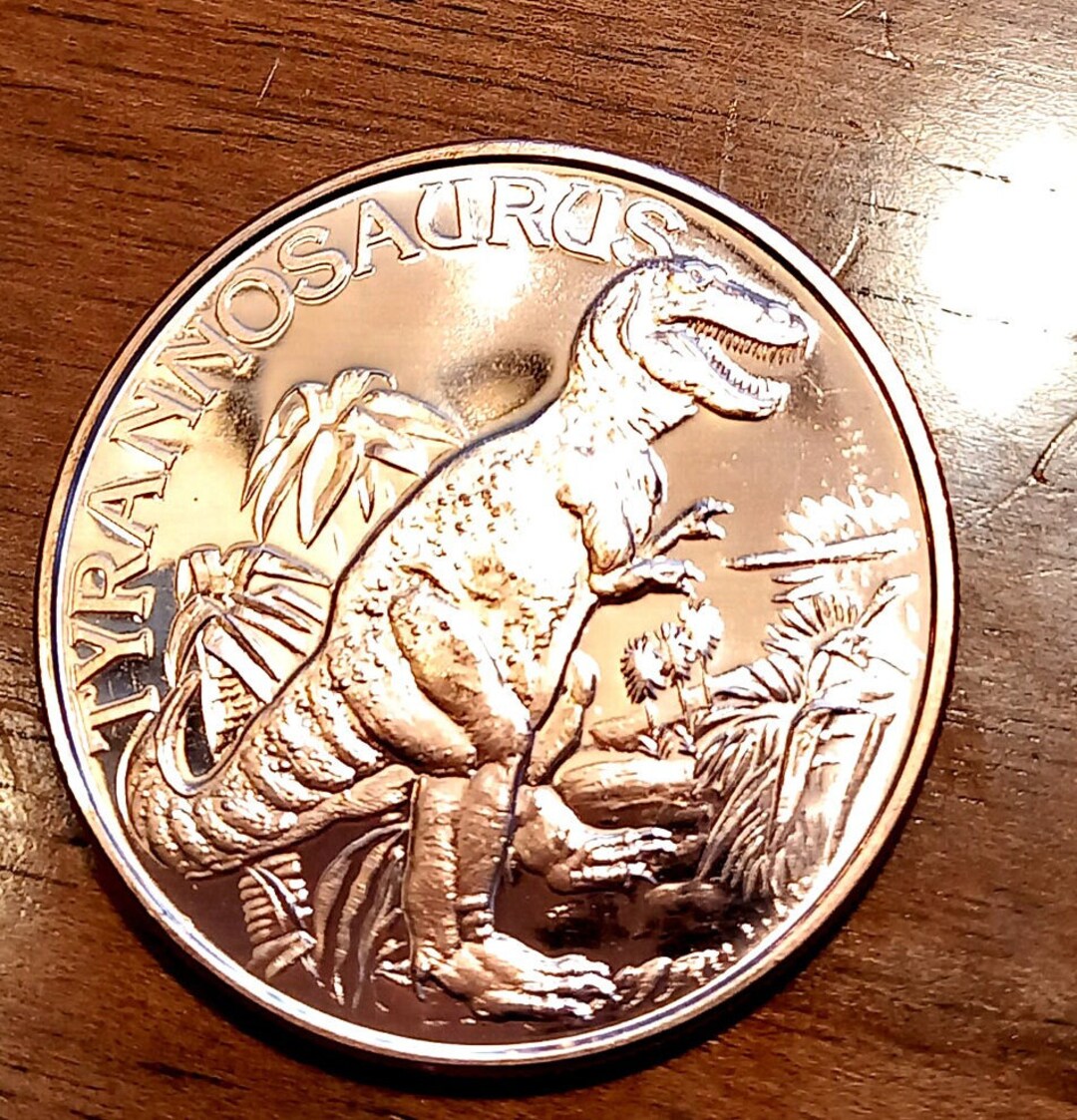 T Rex Tyrannosaurus Jurassic, 1 Oz Pure .999 Copper, Rare Art Bullion ...