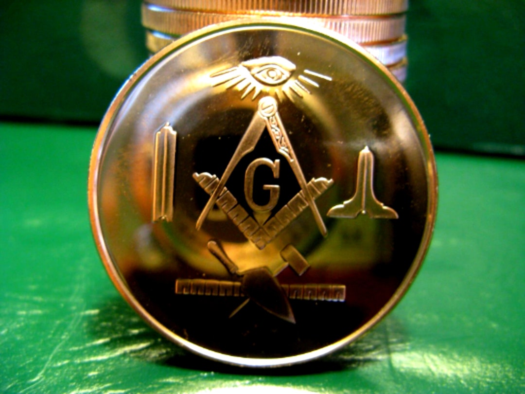 FREEMASON 1 Oz 39 Mm Fine Rare Coins MASONIC 1 X COPPER Bullion Round ...