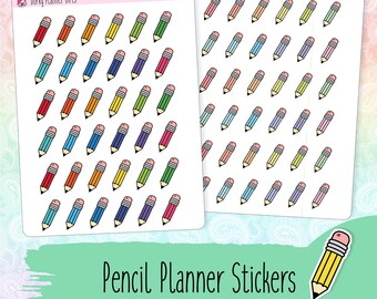 42 Cute Pencil Stickers - Planner Sticker Sheet SSC3009 - Etsy