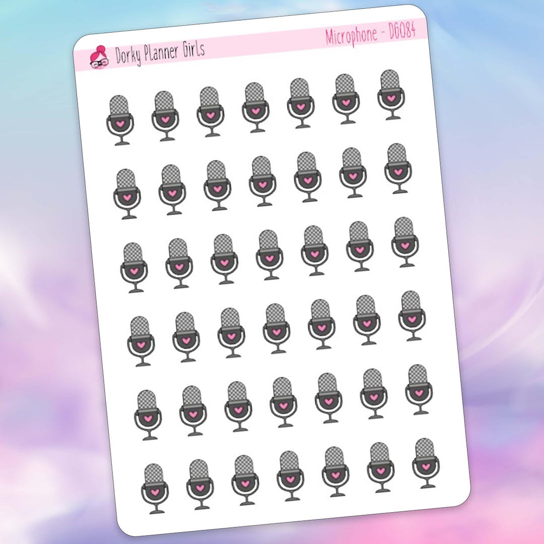Microphone Stickers, Voice Over Planner Stickers - Etsy
