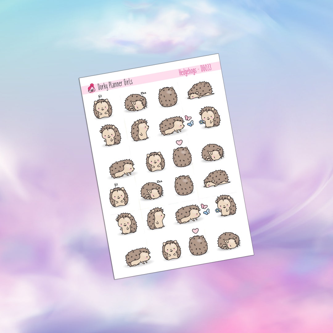 Hedgehogs Stickers Cute Character Stickers Hedgehog Planner - Etsy