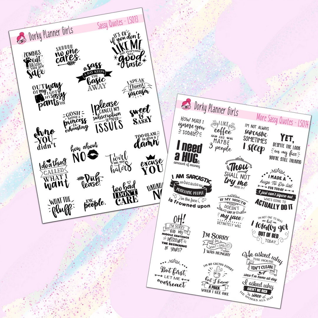 Sassy Quote Stickers Bundle LS013-14 - Etsy UK