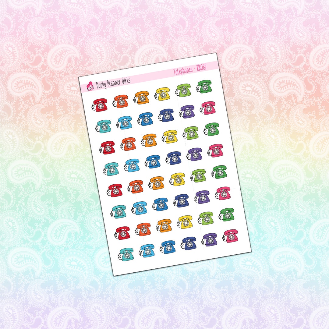 Telephone Stickers Phone Planner Stickers RB087 - Etsy