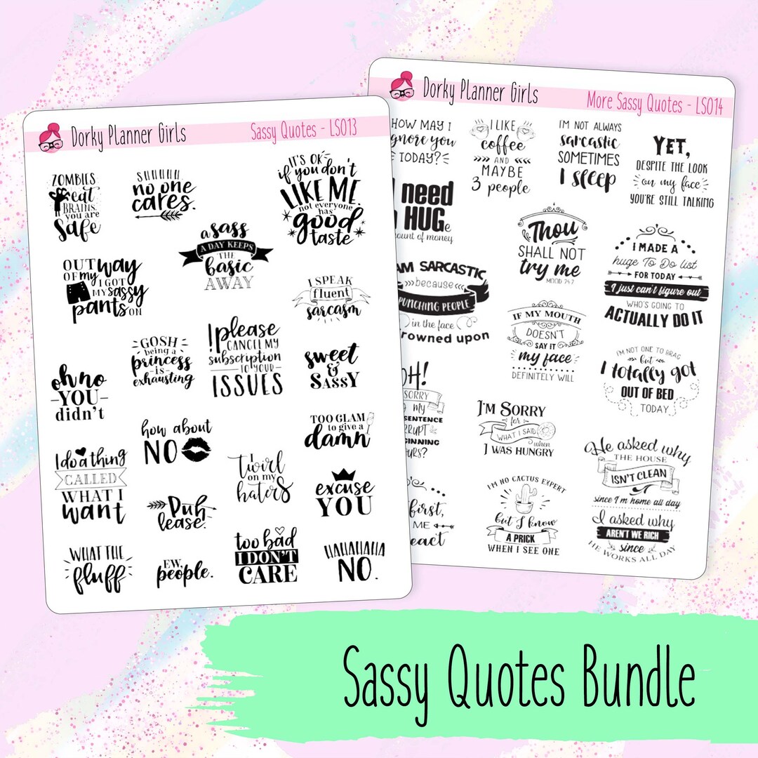 Sassy Quotes Planner Stickers Bundle - Etsy