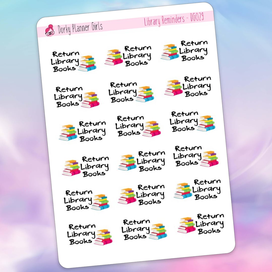 Library Book Planner Stickers, Library Stickers, Reminder Stickers - Etsy