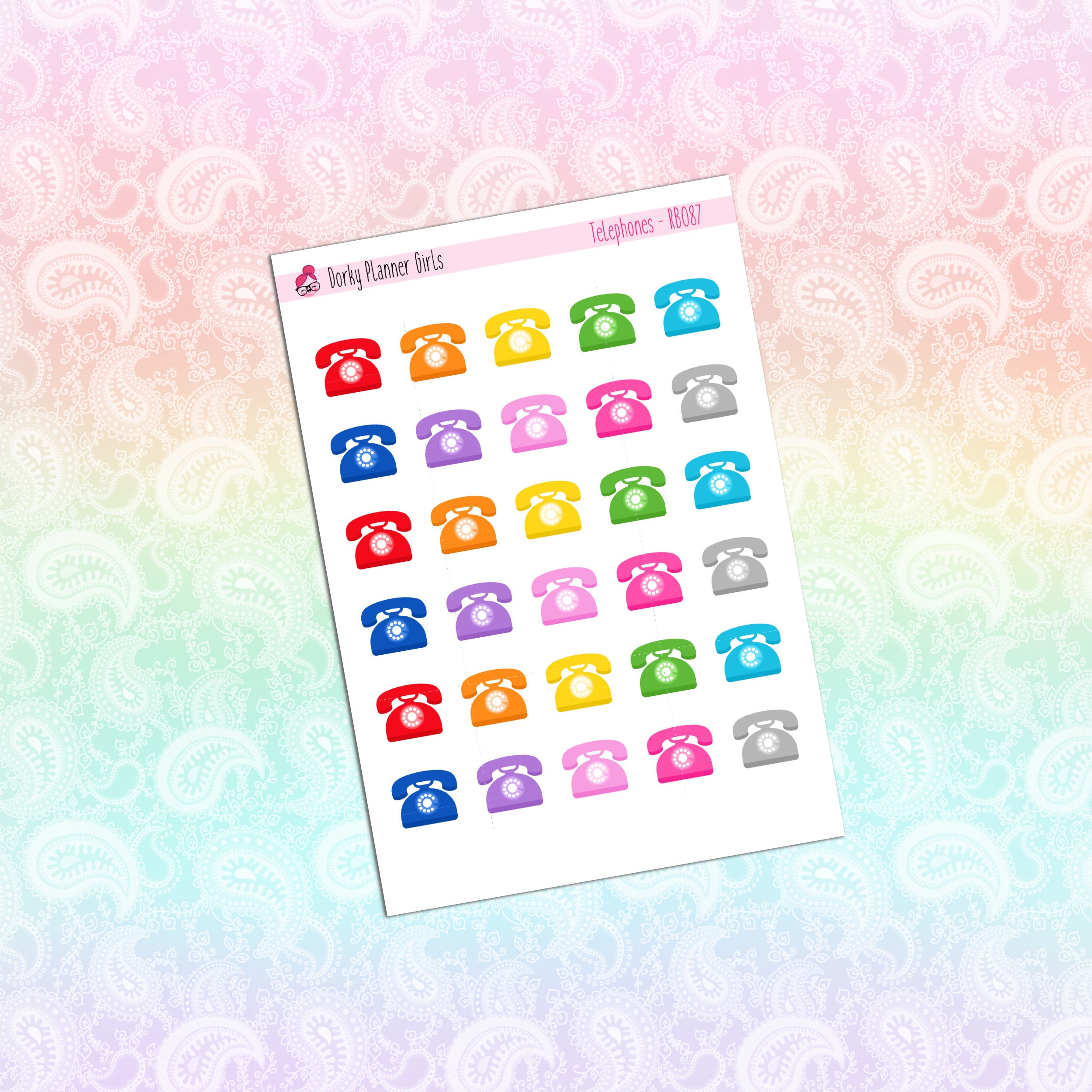 Telephone stickers phone planner stickers RB087 | Etsy