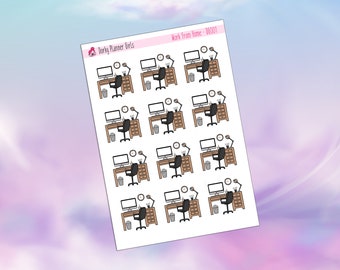 SIS COMPUTER WORK From Home Planner Stickers Doodle Character Neutral ...
