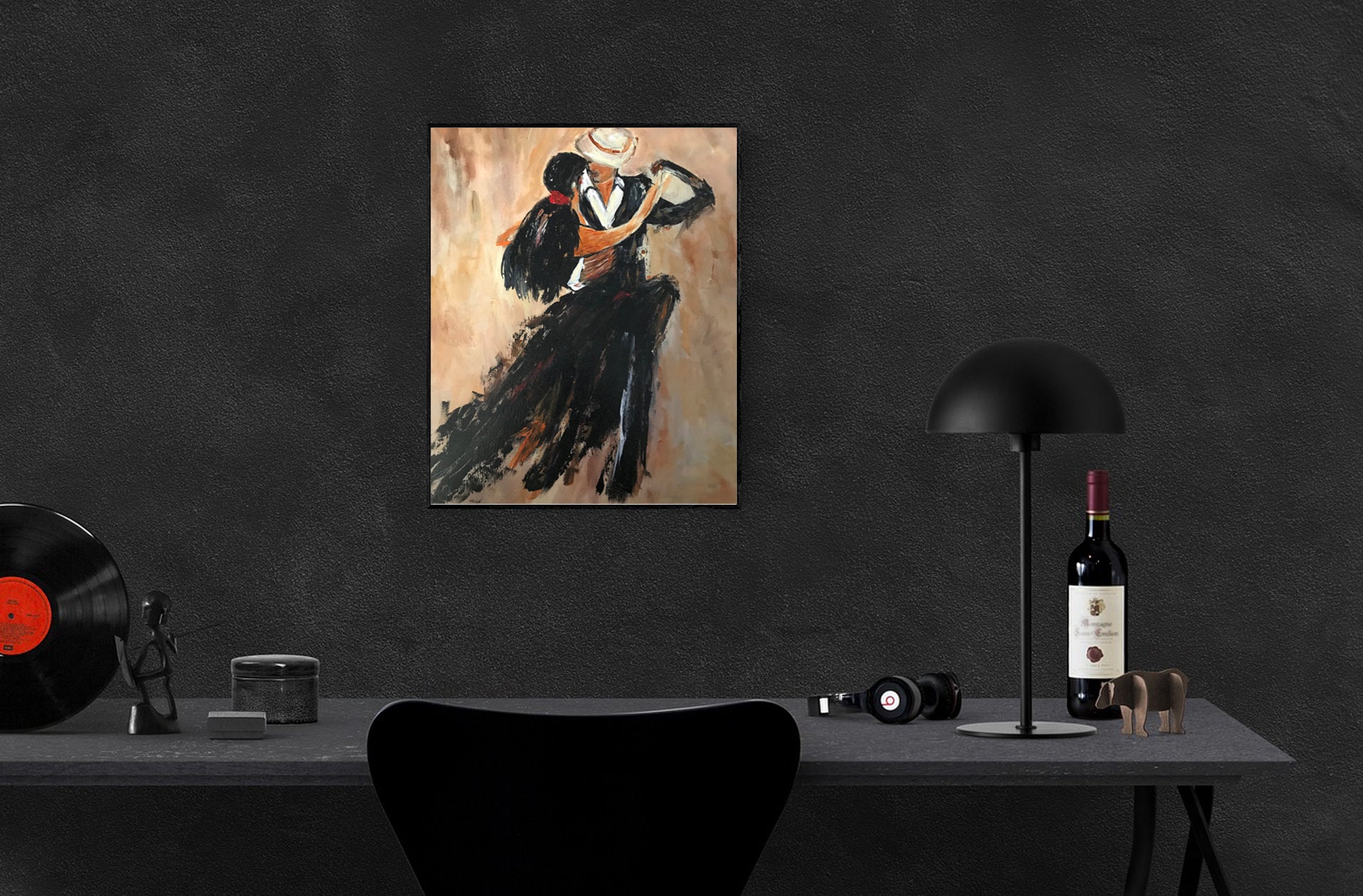 Tango Dancing Couple Abstract Figure Painting Acrylic on | Etsy