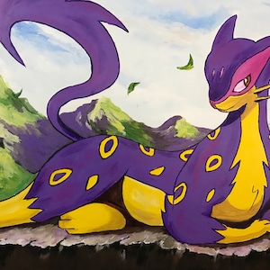 Liepard Pokemon Fan Art Handmade Acrylic Painting on Stretched Canvas ...