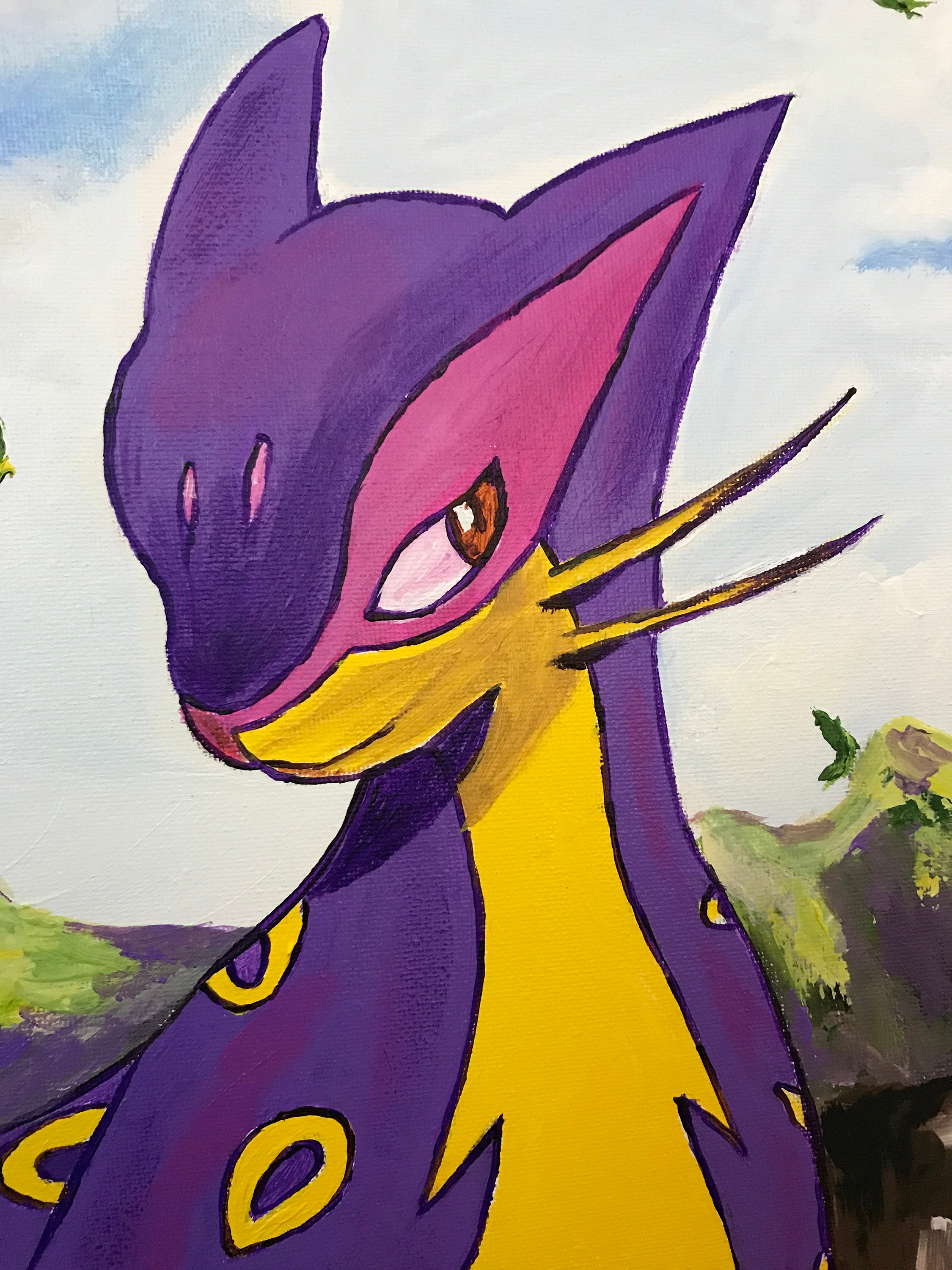 Liepard Pokemon Fan Art Handmade Acrylic Painting on - Etsy