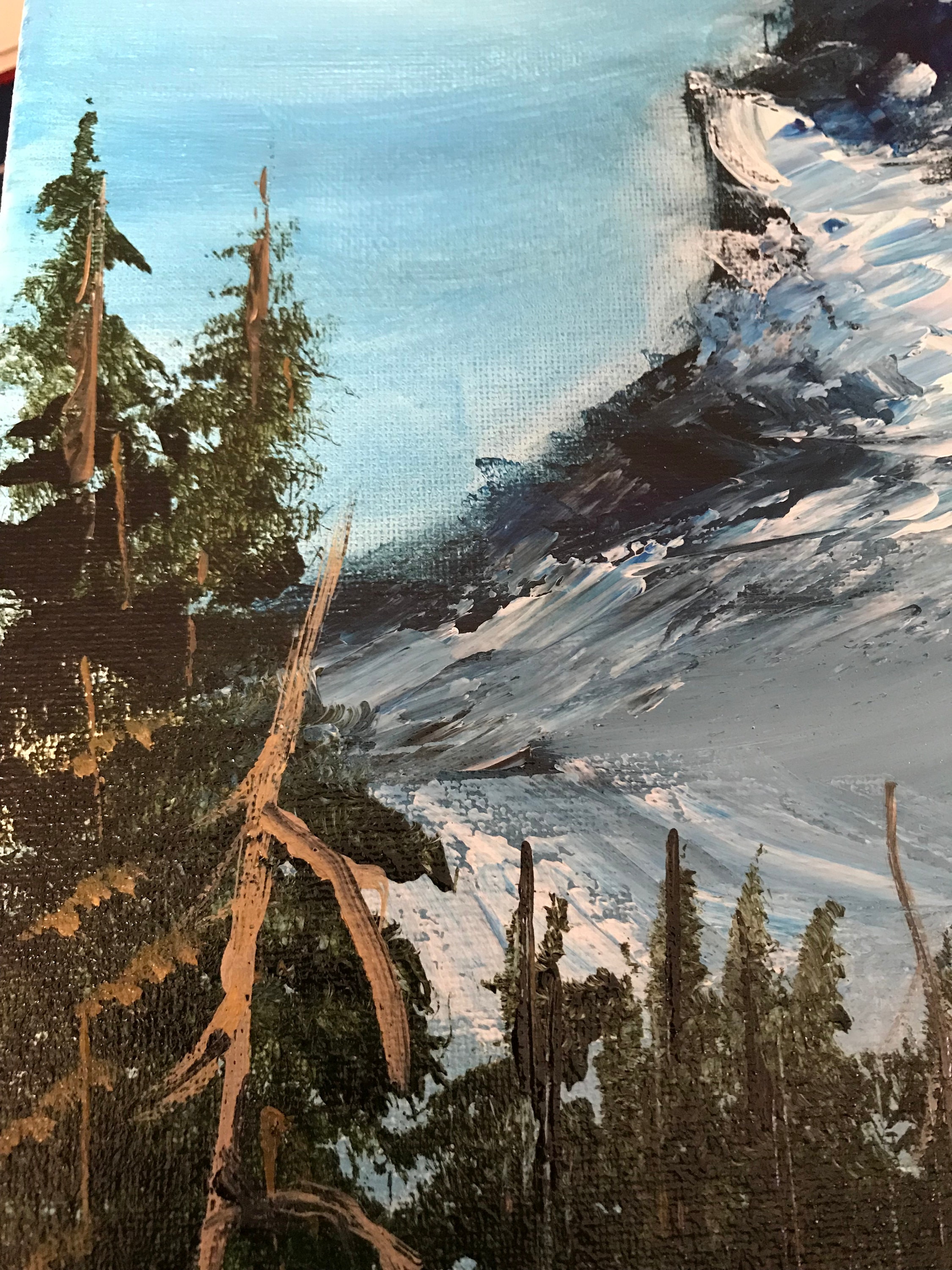 Bob Ross Style Waterfall W/trees and Mountains Bob Ross - Etsy Norway