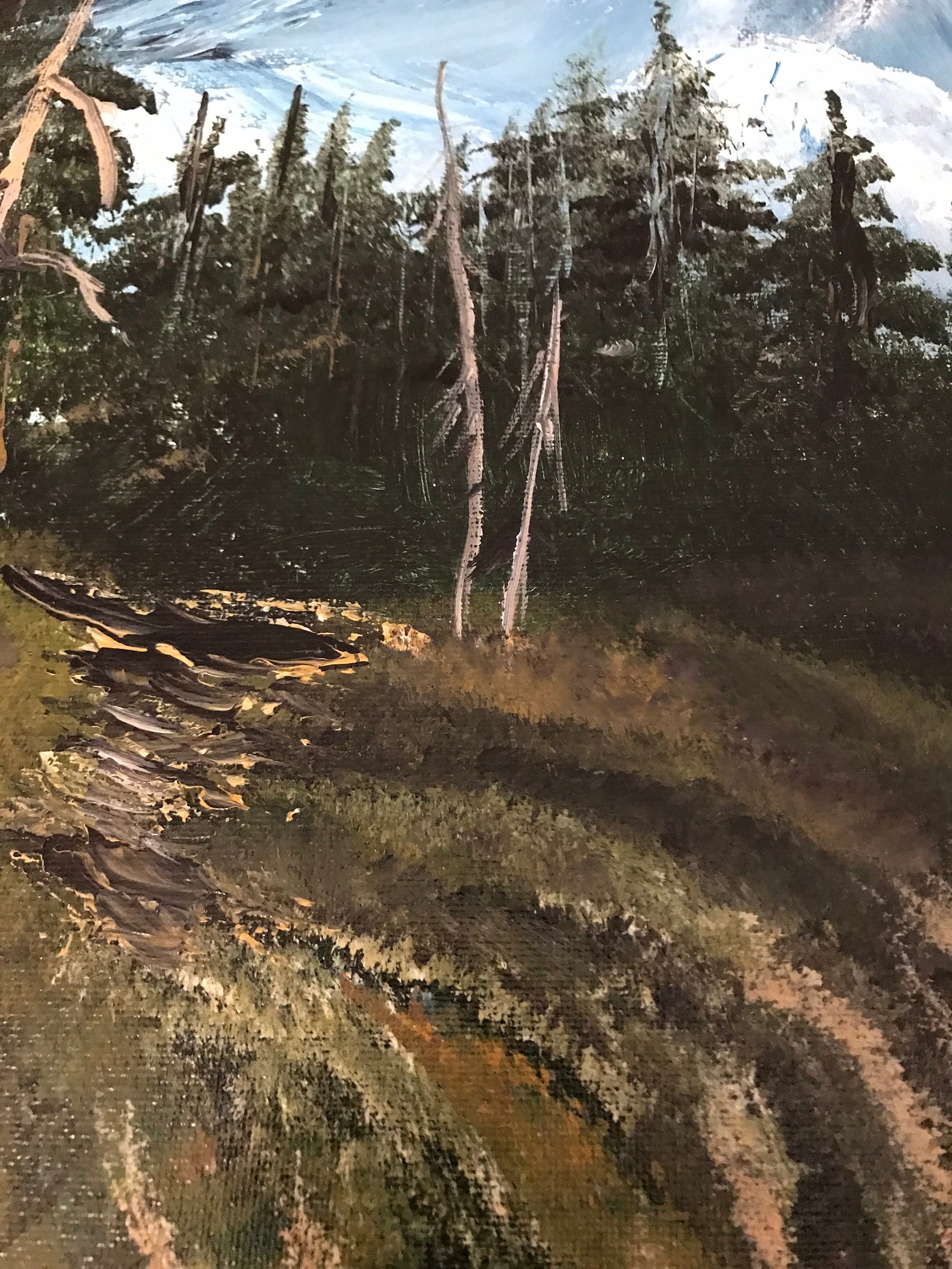 Bob Ross Style Waterfall W/trees and Mountains Bob Ross - Etsy