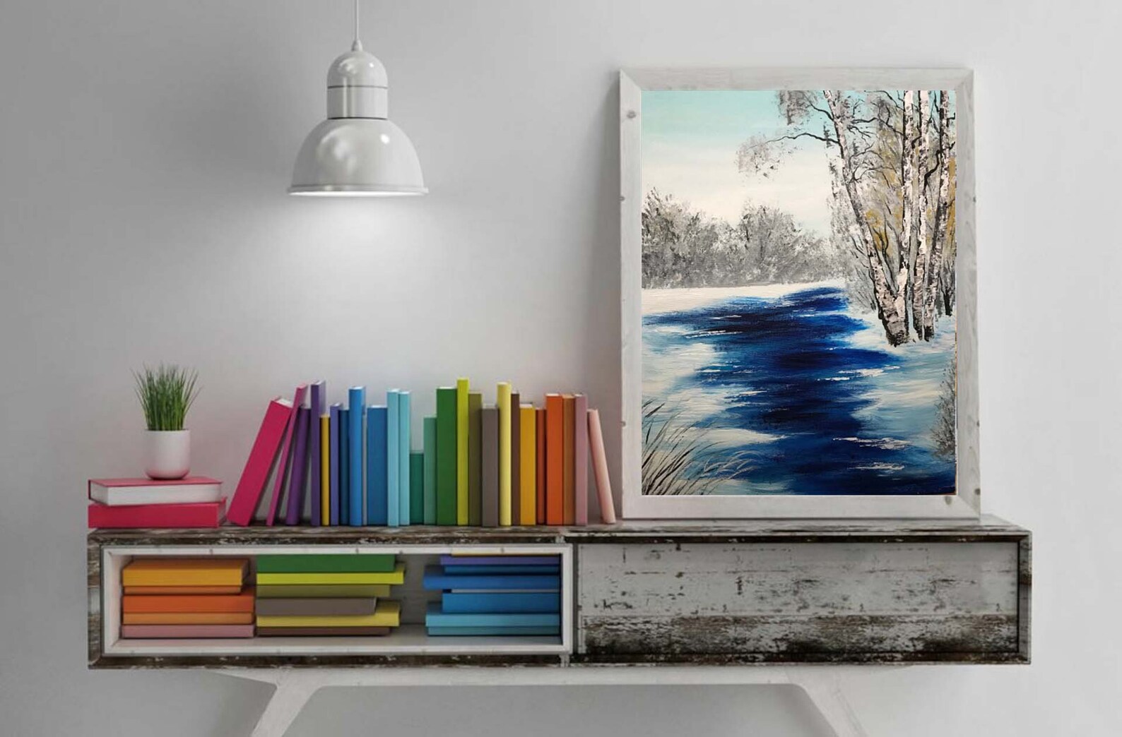 Blue River in Icy Winter Scene Bob Ross Replica Acrylic on - Etsy