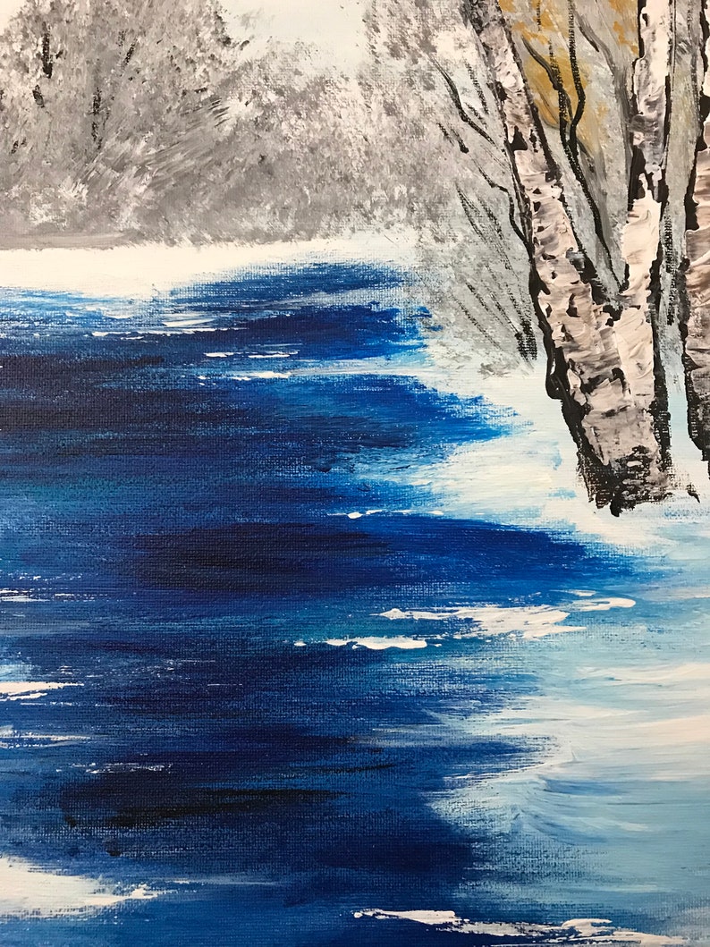 Blue River in Icy Winter Scene Bob Ross Replica Acrylic on - Etsy