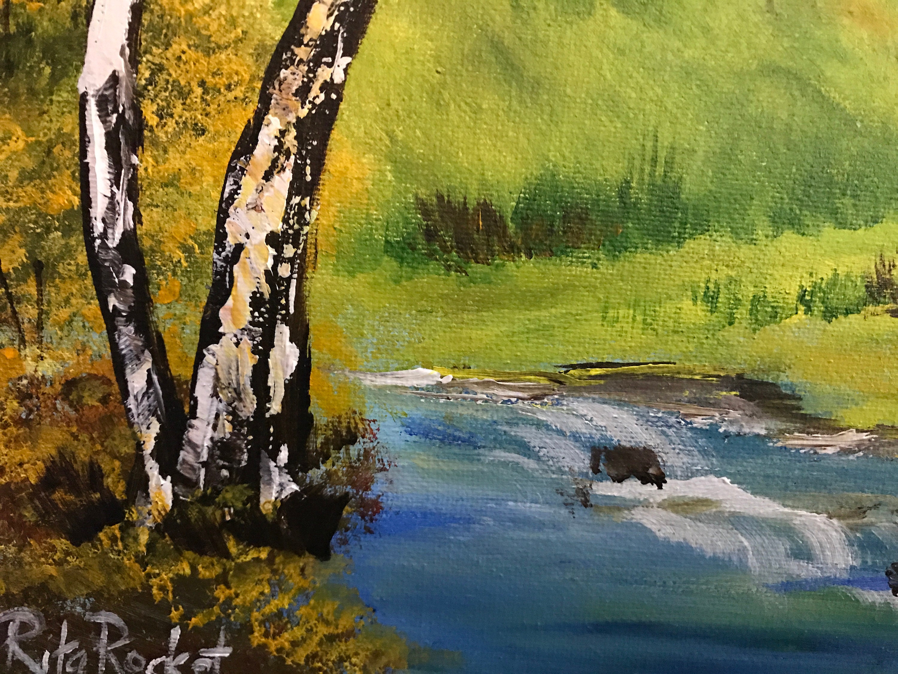 Little Stream Bob Ross Inspired Acrylic Painting on | Etsy