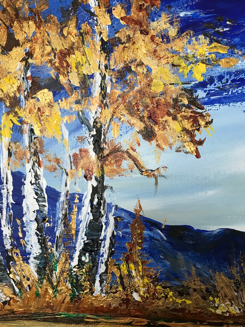 Birch Tree Grove By A Silver Lake Bob Ross Style Acrylic | Etsy