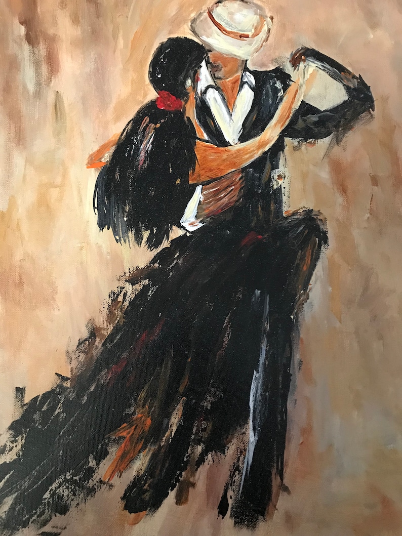 Tango dansen paar Abstract figuur schilderij acryl op 16 x - Etsy Nederland
