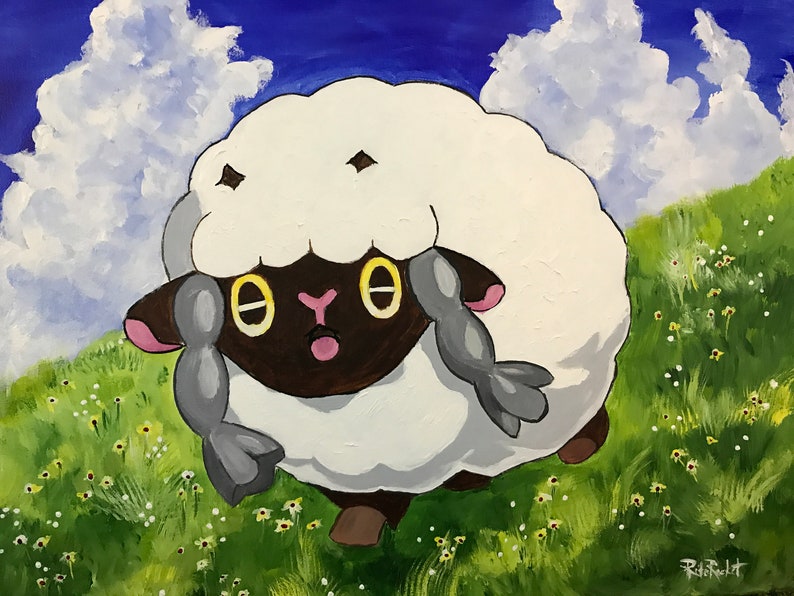 Wooloo Pokemon Fan Art Handmade Acrylic Painting on | Etsy
