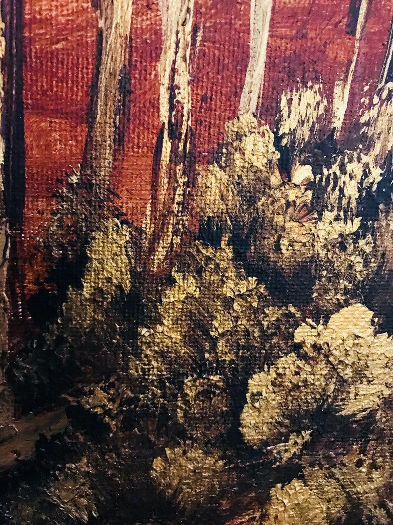 Camp Fire With Gold Accents Bob Ross Inspired Acrylic - Etsy