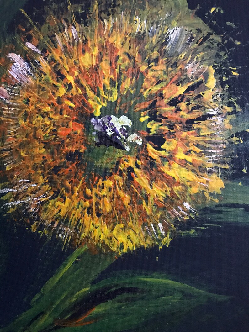 I Love Dandelion Floral Handmade Acrylic Painting on - Etsy