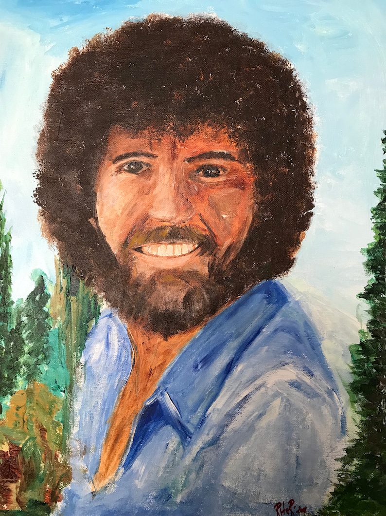 Portrait de Bob Ross-Fan Art peinture à lacrylique sur toile - Etsy France