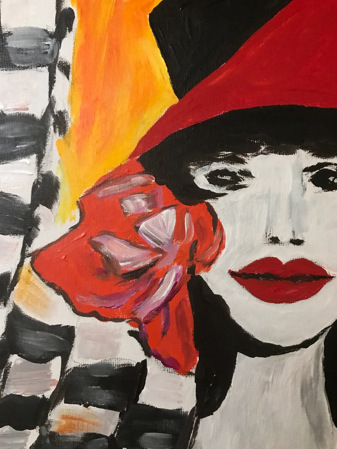 Art Cassandra , Acrylic Portrait Painting on Stretched Canvas 12 X 12 ...