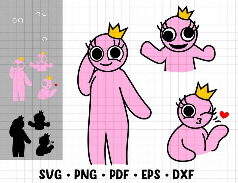 Rainbow Friends Pink Girls Cutting File, Cut File, Cricut, Plotter ...