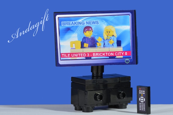 LEGO NEW large television custom set with remote control and a | Etsy