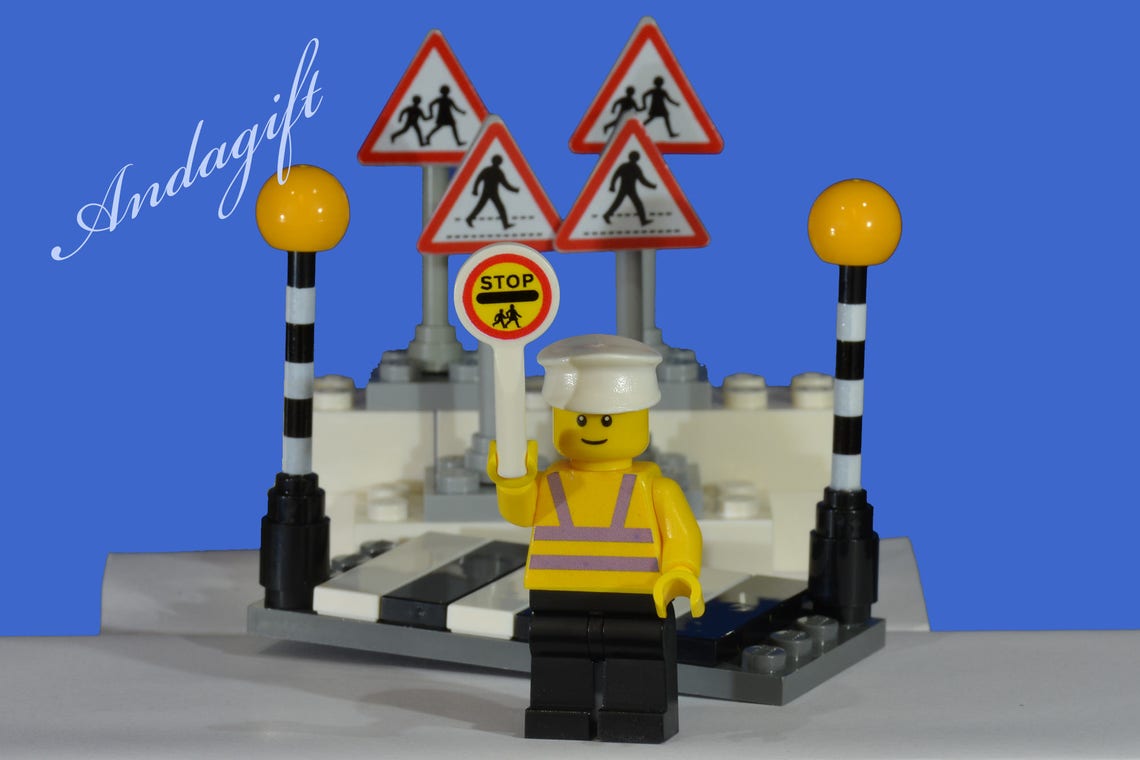 LEGO city car road signs zebra crossing Belisha beacons | Etsy