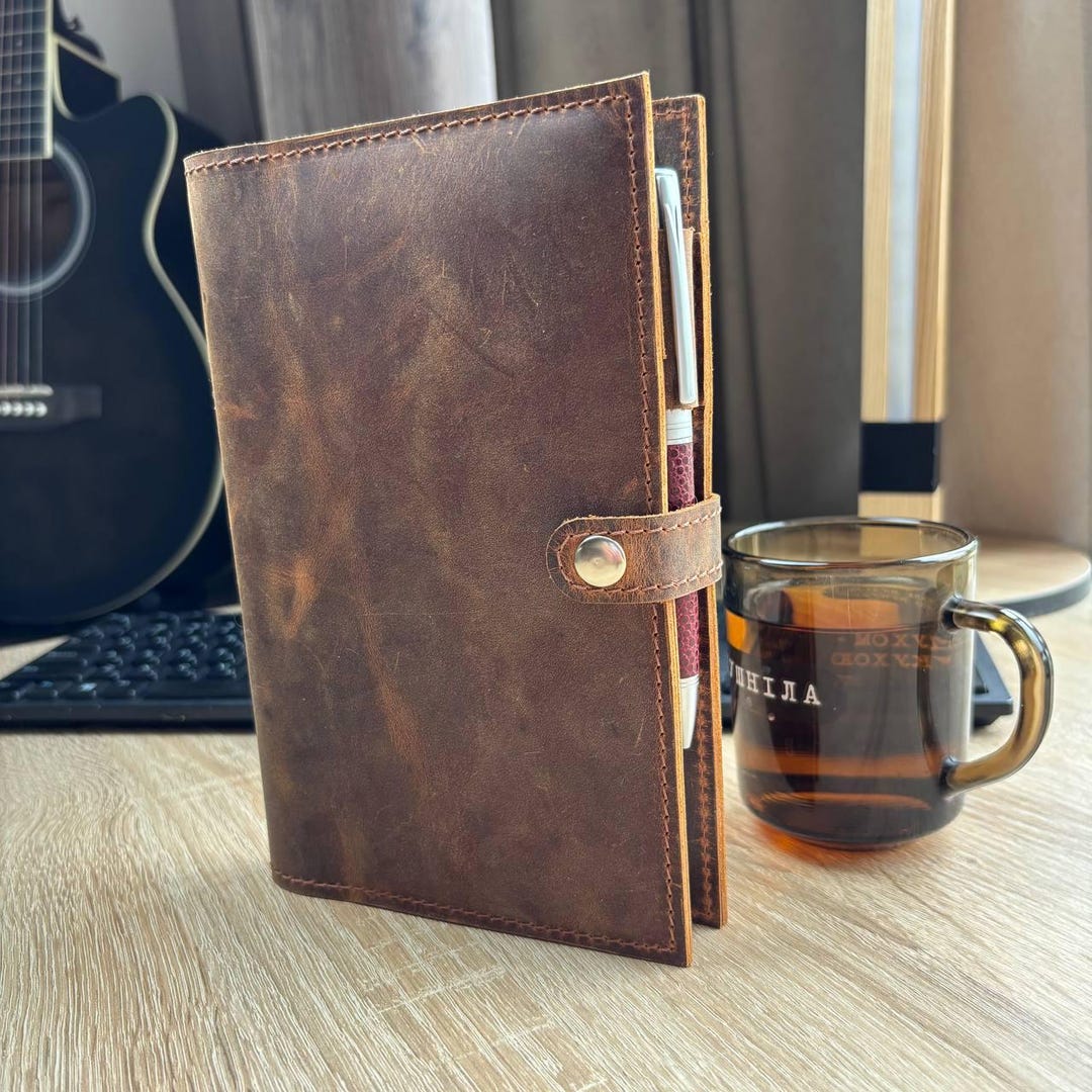 Personalized Leather Notebook Cover With Pen Loop – Fits Moleskine ...