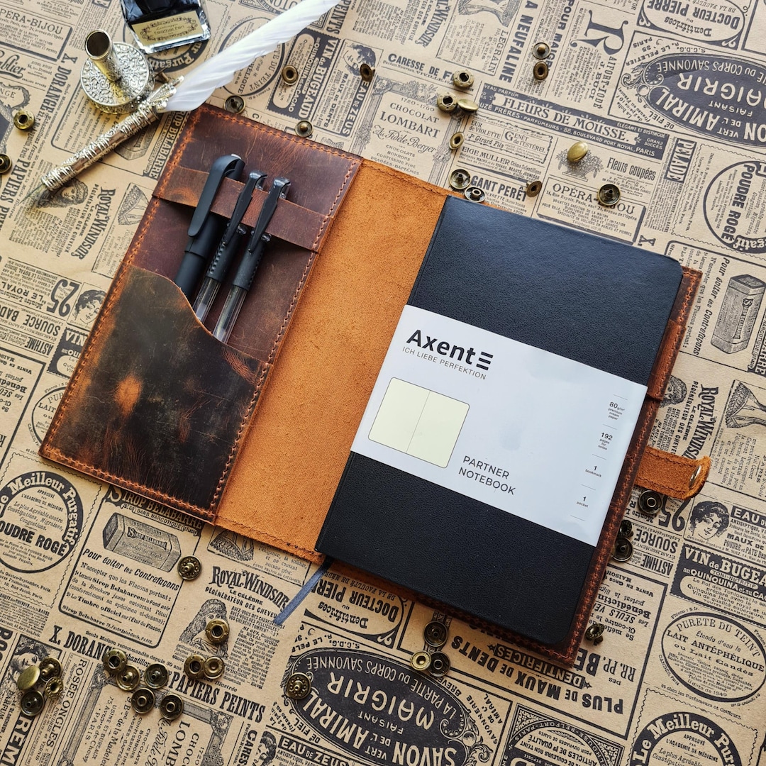 Moleskine A5 Leather Cover With Pen Loop, Fits Pocket Cahier Notebook, Personalized for You ...