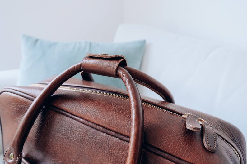 Large Leather Briefcase Soft Weekend Bag Spacious Laptop | Etsy
