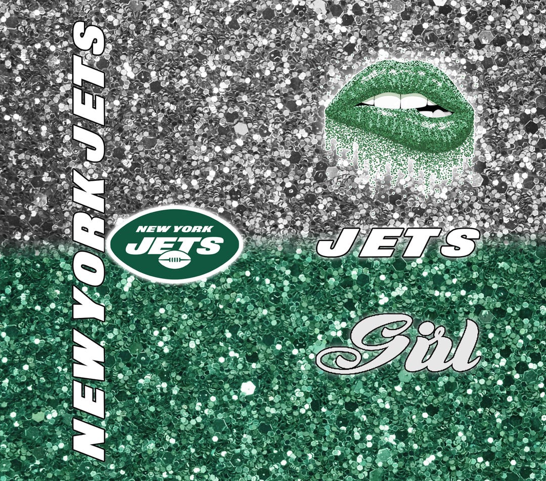 Jets Glitter Tumbler Wrap PNG 20 Oz Straight & Tapered Sublimation Designs Jets Girl Football ...