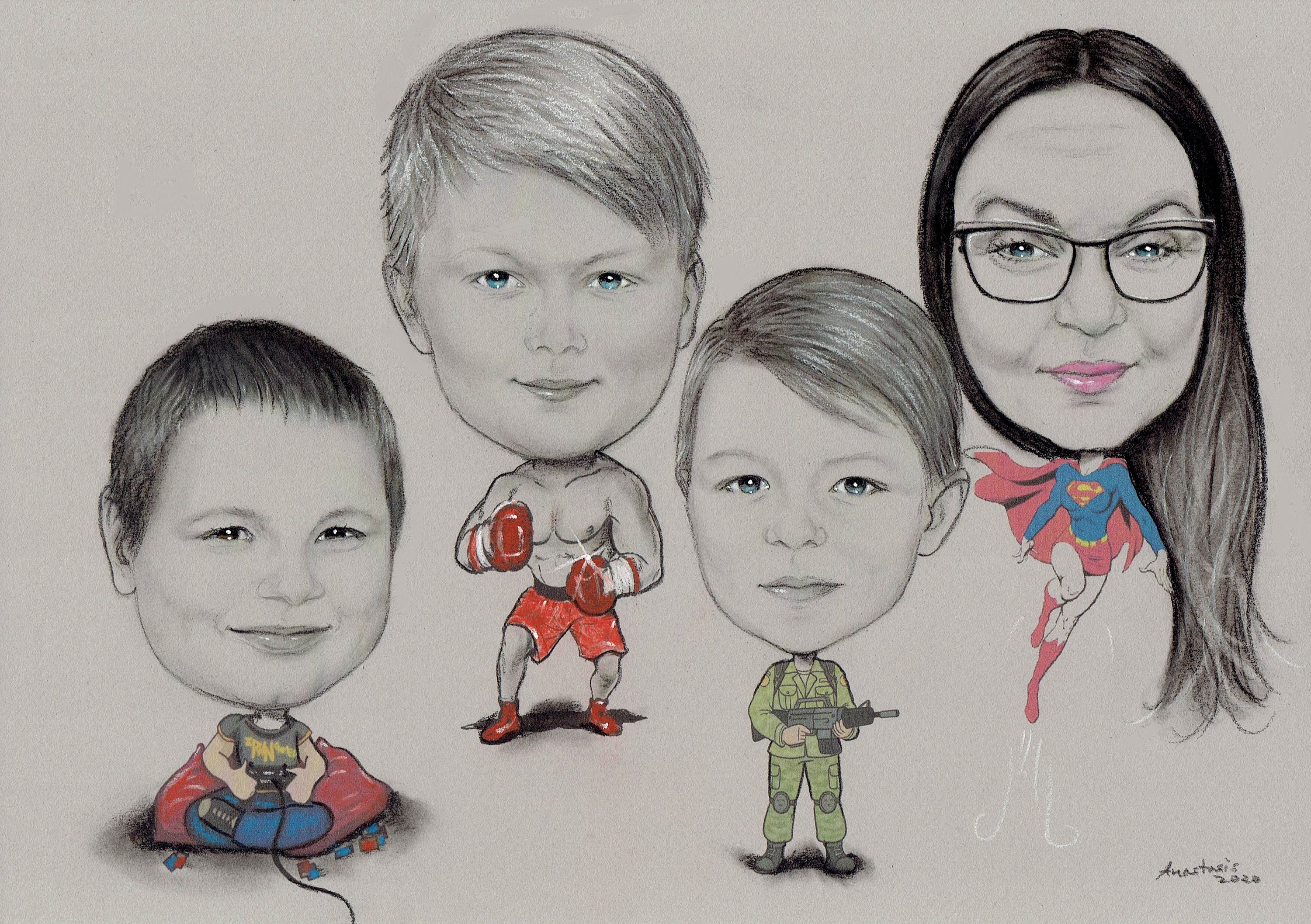Handdrawn Portrait Caricature - Etsy