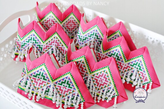 Mini Hmong Princess Hats Traditional Pink Green - Etsy