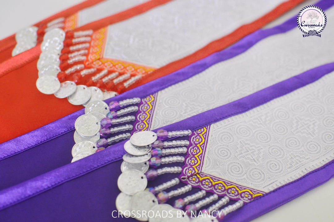 Hmong Embroidery Graduation Stole - Red or Purple - Personalize With ...