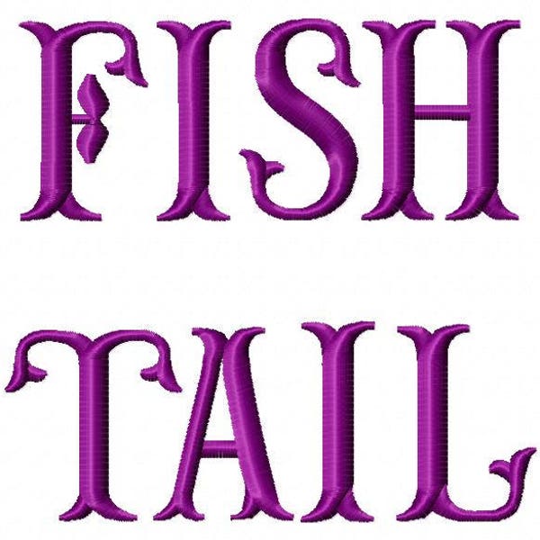 Fish Tail Embroidery Font - Etsy