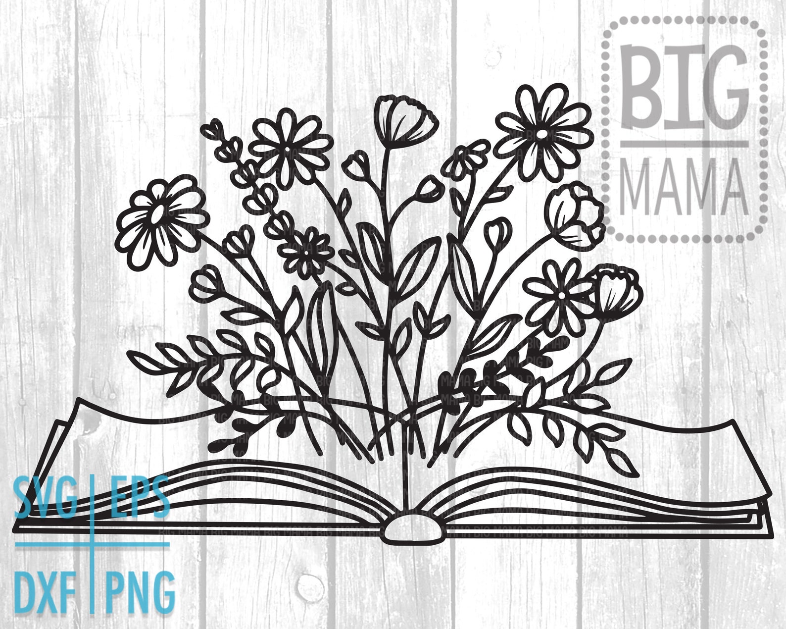 Flower Book Svg Teacher Svg Floral Book Svg Eps Png Dxf Svg - Etsy