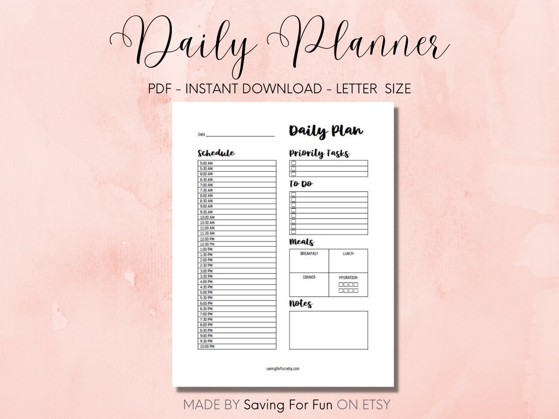 Printable Daily Planner - Etsy
