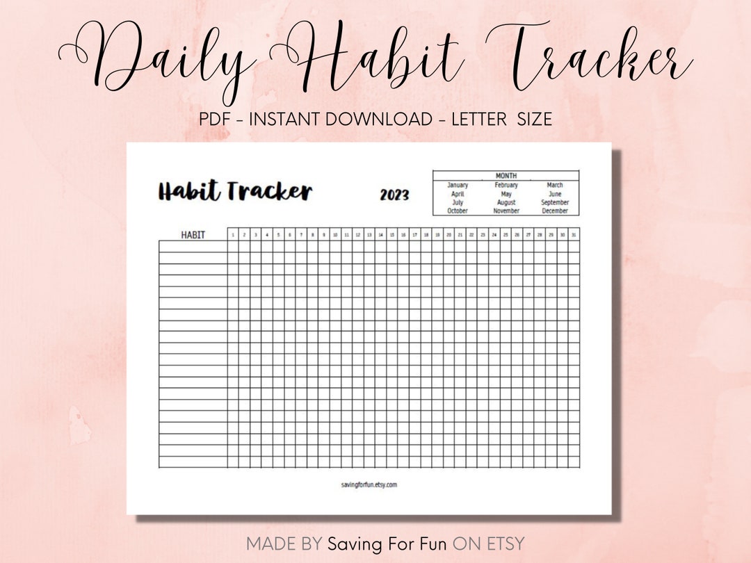 2023 Daily Habit Tracker Printable - Etsy