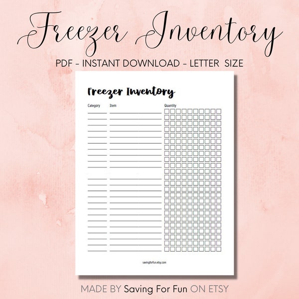 Printable Freezer Inventory Sheet - Etsy