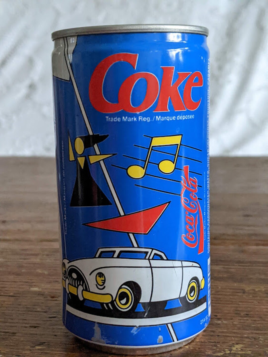 Retro 1980s Blue Coke Can With Car, Bottom Opened for Display, From ...