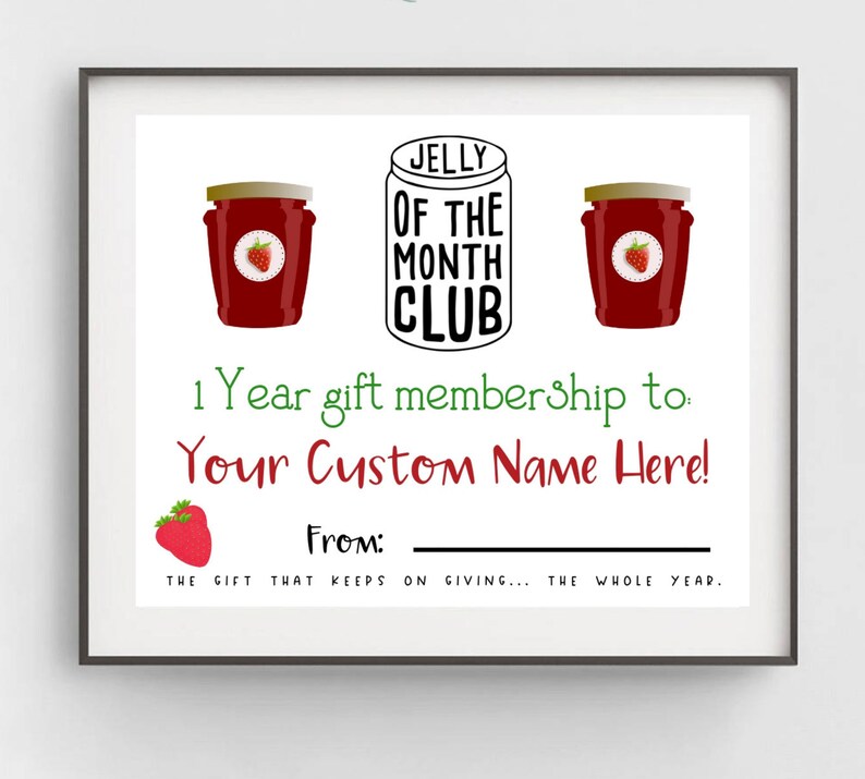 Jelly Of The Month Club Certificate Free Printable
