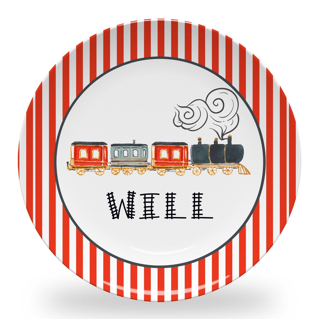 Personalized Kids Plate Train Plate for Boy Red and White - Etsy