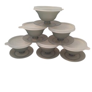 Vintage Tupperware Pudding Cups in Frosted Smoke, Set of 6 complete - Etsy
