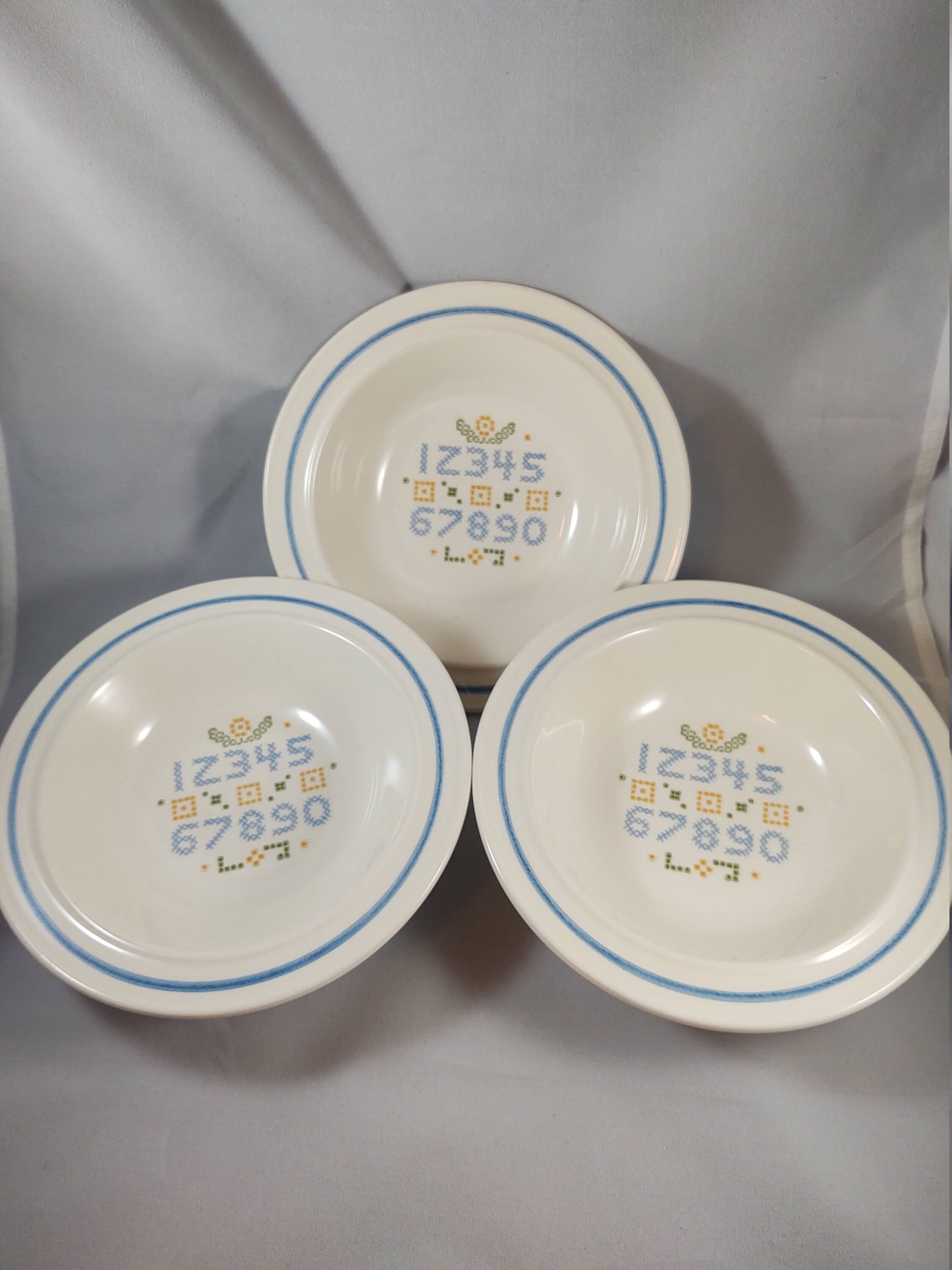 Homer Laughlin Cross Stitch Rim Cereal Bowls Set of 3 - Etsy UK