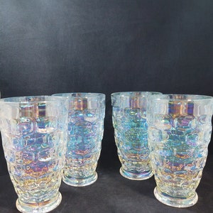 Vintage Federal Glass Yorktown Colonial Iridescent 12 Oz Flat Tumblers ...
