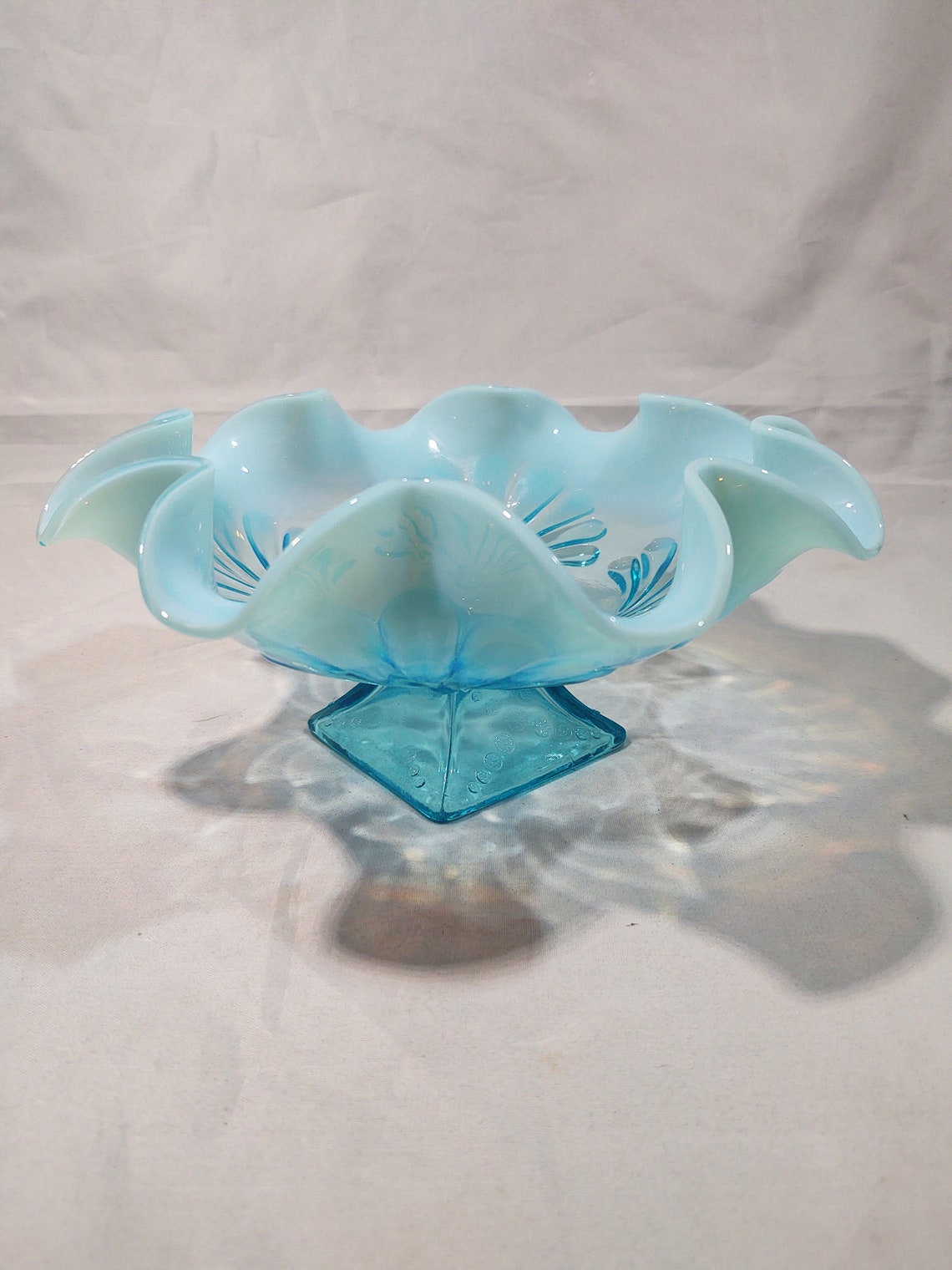 Antique Beaded Fans 8'' Round Crimped Bowl by - Etsy