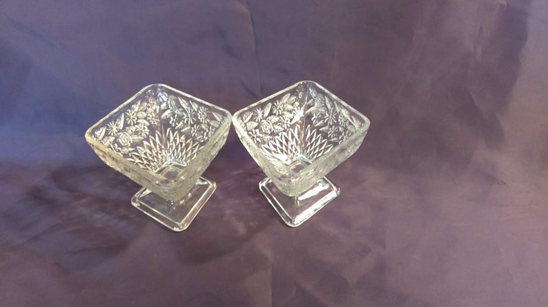 Indiana Glass Pineapple and Floral Diamond Compotes, Set of 2 - Etsy